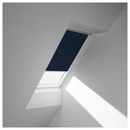 Verdunklungsrollo Velux "DKL S06 1100SWL", blau (dunkelblau, wei&szlig;), S06, stufenlos positionierbar, Aluminium, Polyester, Rollos, Verdunklungsrollo, wei&szlig;e F&uuml;hrungsschienen & Griffleiste