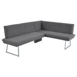 K+w Komfort & Wohnen Eckbank K+W KOMFORT & WOHNEN, grau, H:86cm T:60cm, Sitzb&auml;nke, Eckbank, mit Sattlernaht und schmaler Kufe, langer Schenkel rechts oder links
