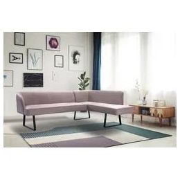 Eckbank exxpo - SOFA FASHION "Americano", pink (powder pink), B:270cm H:83cm T:197cm, Sitzb&auml;nke, Eckbank, mit Keder und Metallf&uuml;&szlig;en, Bezug in verschiedenen Qualit&auml;ten