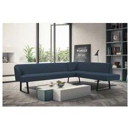 Eckbank exxpo - SOFA FASHION "Americano", blau (denim), B:270cm H:83cm T:197cm, Sitzb&auml;nke, Eckbank, mit Keder und Metallf&uuml;&szlig;en, Bezug in verschiedenen Qualit&auml;ten