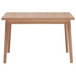 Esstisch HAMMEL FURNITURE "Basic Single, ausziehbar 120-220cm, mit innenliegenden Einlegeplatten", beige (naturfarben), B:120cm H:76cm T:80cm, Tischplatte: Eiche Melamin mit wei&szlig; pigmentierter Eichenkante (Mattlack), Gestell: Eiche massiv wei&szlig; pigmentiert, Tische, Esstisch, Melamin/Massivholz &ndash; langlebig, quadratisch, skandinavisches Design