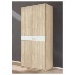 Kleiderschrank Priess "Dreht&uuml;renschrank Kleiderschrank Schrank Schlafzimmerschrank Madrid", braun (struktureichefarben hell, wei&szlig;glas), B:94cm H:193cm T:54cm, Holzwerkstoff, Schr&auml;nke, Kleiderschrank, mit farbiger Glasauflage, erweiterbar mit Schrankaufsatz Madrid