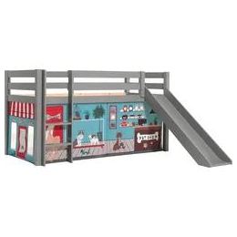 Spielbett Vipack "Pino, Kiefer massiv, mit Rolllattenrost u. Textil-Set, Made in Europe", grau, B:218cm H:114cm L:210cm, Betten, verschiedene Textil-Designs und Holzfarben zur Wahl