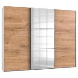 Schwebet&uuml;renschrank wimex "Level by fresh to go", wei&szlig; (wei&szlig;, plankeneichefarben), B:300cm H:236cm T:65cm, Schr&auml;nke, Schwebet&uuml;renschrank