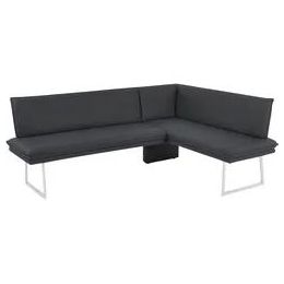 K+w Komfort & Wohnen Eckbank K+W KOMFORT & WOHNEN, schwarz (nero), H:86cm T:60cm, Sitzb&auml;nke, Eckbank, mit Sattlernaht und schmaler Kufe, langer Schenkel rechts oder links