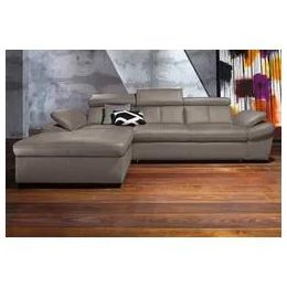 Ecksofa exxpo - SOFA FASHION "Salerno, Funktionssofa, Breite 280cm, hoher Sitzkomfort, L-Form", grau (delfin), B:280cm H:77cm T:170cm, Microfaser-Primabelle (100% Polyester);NaturLEDER;Kunstleder;Lederfaserstoff;Luxus-Microfaser Lederoptik, Sofas, Ecksofa, inkl. Kopf- und Armteilverstellung, wahlweise mit Bettfunktion, Topseller