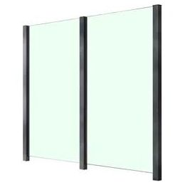 Zaun STAKET PRO, grau, Pfosten: 3 Stk., Aluminium, Glas, Zaunelemente, Glaszaun, Gesamtl&auml;nge: 2,212 m, 3 Pfosten