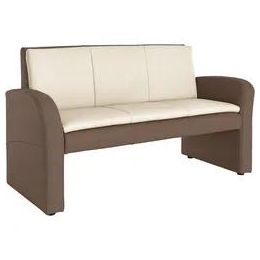 Polsterbank exxpo - SOFA FASHION "Cortado, elegant und zeitlos, bequem", braun (braun, creme), B:162cm H:89cm T:67cm, Luxus-Microfaser (100% Polyester), Sitzb&auml;nke, Polsterbank, hohe Bodenfreiheit, sch&ouml;ne Detailverarbeitung, wahlweise Lederbezug
