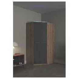 Eckkleiderschrank Priess "Barcelona Kleiderschrank Eckl&ouml;sung Raumwunder", schwarz (astkernbuche, schwarz), B:95cm H:193cm T:95cm, Holzwerkstoff, Schr&auml;nke, Eckkleiderschrank, in 2 Tiefen Schrank Eckschrank Garderobe