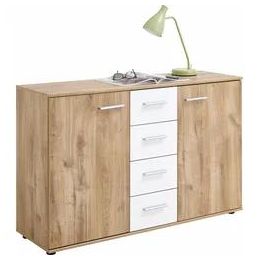 Kombikommode wimex "Katrin", wei&szlig; (plankeneichefarben, wei&szlig;), B:130cm H:83cm T:41cm, Sideboards, Kombikommode