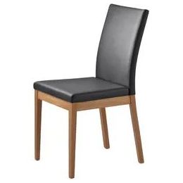 4-Fu&szlig;stuhl MASSIVLINE & MORE "Oviedo", schwarz (laguna soft schwarz, wildeiche, schwarz), B:46cm H:98cm T:60cm, Leder, Massivholz, St&uuml;hle, Gestell aus Massivholz