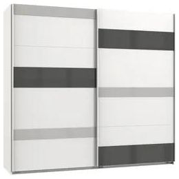 Schwebet&uuml;renschrank wimex "Monaco", wei&szlig; (wei&szlig;, absetzung glas grau und glas light grau), B:225cm H:208cm T:65cm, Holzwerkstoff, Schr&auml;nke, Schwebet&uuml;renschrank, mit Glaselementen