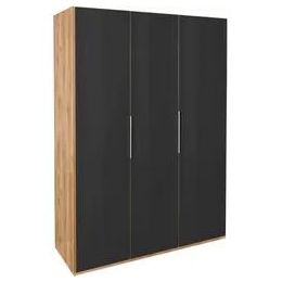 Kleiderschrank wimex "Level by fresh to go", grau (plankeneichefarben, grauglas), B:150cm H:236cm T:58cm, Schr&auml;nke, Kleiderschrank Dreht&uuml;renschrank, T&uuml;ren vollfl&auml;chig mit farbigem Glas