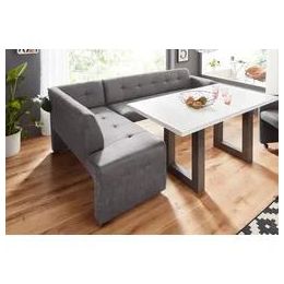 Eckbank exxpo - SOFA FASHION "Barista mit toller Detailverarbeitung, hohe Bodenfreiheit", grau (elephant), B:157cm H:82cm T:245cm, Microfaser (Zusammensetzung: 100% Polyester);Lederfaserstoff (Grundgewebe 41% Lederfaser, 39% Polyester, 20% Baumwolle), Sitzb&auml;nke, Eckbank, Komfortsitzh&ouml;he 49cm, Frei im Raum stellbar