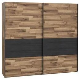 Schwebet&uuml;renschrank FORTE "Jakobina", braun (stabeichefarben, schwarzeichefarben), B:220cm H:211cm T:61cm, FSC-zertifizierter Holzwerkstoff, Schr&auml;nke, Schwebet&uuml;renschrank, mit moderner Bauchbinde