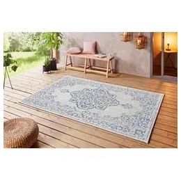 Teppich Hanse Home "Tilos", beige (creme, blau), B:240cm H:8mm L:340cm, Polypropylen (PP), Teppiche, Teppich, In- & Outdoor, Kurzflor, Orientalisch, Vintage, Wohnzimmer, Garten