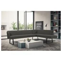 Eckbank exxpo - SOFA FASHION "Americano", grau (grau melange), B:270cm H:83cm T:197cm, Sitzb&auml;nke, Eckbank, mit Keder und Metallf&uuml;&szlig;en, Bezug in verschiedenen Qualit&auml;ten