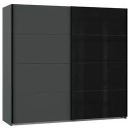Schwebet&uuml;renschrank wimex "Ernesto", grau (graphit, glas schwarz), B:225cm H:208cm T:65cm, Holzwerkstoff, Schr&auml;nke, Schwebet&uuml;renschrank, mit farbigen Glaselementen
