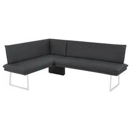 K+w Komfort & Wohnen Eckbank K+W KOMFORT & WOHNEN, schwarz (nero), H:86cm T:60cm, Sitzb&auml;nke, Eckbank, mit Sattlernaht und schmaler Kufe, langer Schenkel rechts oder links