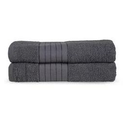 Badetuch GOOD MORNING "Uni Towels", grau (anthrazit), B:70cm L:140cm, Frottier, Obermaterial: 100% Baumwolle, Handt&uuml;cher, Badetuch, Baumwolle, Walkfrottee, Bord&uuml;re, 500 GSM, Einfarbig, ohne Aufh&auml;ngung