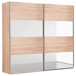 Schwebet&uuml;renschrank wimex "Easy", braun (struktureichefarben hell, spiegel), B:225cm H:210cm T:65cm, Schr&auml;nke, Schwebet&uuml;renschrank, mit Teilspiegel