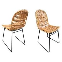 SIT-M&Ouml;BEL Rattanstuhl SIT "T-RATTAN CHAIR", beige (natur, schwarz), B:56cm H:86cm T:48cm, St&uuml;hle, Rattanstuhl