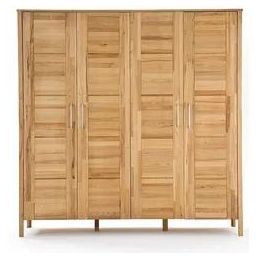 Kleiderschrank Home Affaire "Modesty II", beige (kernbuche), B:205cm H:202cm T:61cm, Massivholz, Schr&auml;nke, Kleiderschrank Dreht&uuml;renschrank, aus massivem Kernbuchenholz, in unterschiedlichen Schrankbreiten