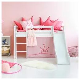 Hochbett Hoppekids "&laquo;Princess&raquo;", wei&szlig; (wei&szlig;, pale rose, wei&szlig;, wei&szlig;), B:81cm H:9cm L:168cm, Bett: 100% Massivholz, Nordische Kiefer;Rutsche: MDF;Vorhang: 100% Baumwolle;Matratze: Waterlily-Schaum mit vertikalen L&uuml;ftungsschlitzen;Matratzenbezug: 23% Bambus, 77% Polyester, gesteppt mit Thermowolle, Hochbetten, Hochbett, Rutsche & Vorhang Rosa und viel Auswahl