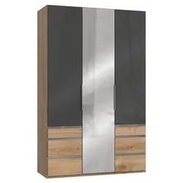 Kleiderschrank wimex "Level by fresh to go", grau (plankeneichefarben, grauglas), B:150cm H:236cm T:58cm, Schr&auml;nke, Kleiderschrank Dreht&uuml;renschrank, mit Glas-und Spiegelt&uuml;ren