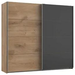 Schwebet&uuml;renschrank wimex "Valencia", grau (plankeneiche nachbildung, glas grau), B:225cm H:210cm T:65cm, Holzwerkstoff, Sicherheitsglas, Schr&auml;nke, Schwebet&uuml;renschrank, mit Glaselementen