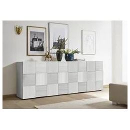 Sideboard Home Affaire "Dama Breite 241, Kommode 4 T&uuml;ren, Anrichte", grau (eucalipto), B:241cm H:84cm T:42cm, Sideboards, Sideboard, Front in 3D-Optik, viel Stauraum, verschiedene Farben