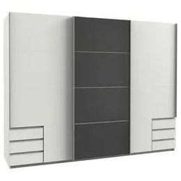 Schwebet&uuml;renschrank wimex "Valencia", wei&szlig; (wei&szlig;, glas grau), B:270cm H:210cm T:65cm, Holzwerkstoff, Sicherheitsglas, Schr&auml;nke, Schwebet&uuml;renschrank, mit Glaselementen und Schubk&auml;sten