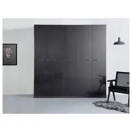 Dreht&uuml;renschrank Rauch "Kleiderschrank Schrank Garderobe TOPSELLER OTELI inkl. Inneneinteilung", grau (graumetallic, hochglanz effektgrau), B:226cm H:229cm T:54cm, Holzwerkstoff, Schr&auml;nke, Dreht&uuml;renschrank, mit zus&auml;tzlichen Einlegeb&ouml;den, optional mit Spiegel MADE IN GERMANY