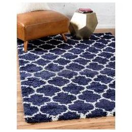 Hochflor-Teppich "Temara Shag, LAGERR&Auml;UMUNG", blau (marineblau, elfenbeinfarben), B:152cm H:51mm L:244cm, Polypropylen (PP), MyFlair M&Ouml;BEL & ACCESSOIRES, Teppiche, gewebt, weich & kuschelig, ideal im Wohnzimmer & Schlafzimmer