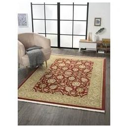Teppich "Maryam 1, LAGERR&Auml;UMUNG", rot (weinrot, creme), B:160cm H:7,5mm L:230cm, Polypropylen (PP), MyFlair M&Ouml;BEL & ACCESSOIRES, Teppiche, Teppich, Kurzflor, Orient Optik, edler Glanz, mit Fransen, besonders weich