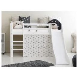 Hochbett Hoppekids "&laquo;Pets Natur&raquo;", wei&szlig; (wei&szlig;, pristine, wei&szlig;, wei&szlig;), B:81cm H:9cm L:168cm, Bett: 100% Massivholz, Nordische Kiefer;Rutsche: MDF;Vorhang: 100% Baumwolle, Hochbetten, Hochbett, Rutsche & Vorhang Grau und viel Auswahl