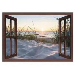Wandbild Artland "Ostseestrand durchs Fenster", beige (farbe bild(er): naturfarben), B:70cm H:50cm, Bilder, als Alubild, Leinwandbild in verschied. Gr&ouml;&szlig;en