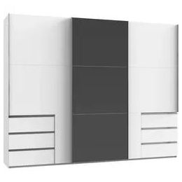 Schwebet&uuml;renschrank wimex "Level by fresh to go", wei&szlig; (wei&szlig;, grauglas), B:300cm H:236cm T:65cm, Schr&auml;nke, Schwebet&uuml;renschrank, mit Glast&uuml;r