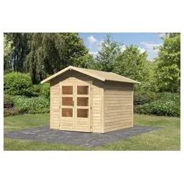 Woodfeeling Gartenhaus KARIBU "Talkau 4", beige (naturbelassen), ohne Fu&szlig;boden, ohne Dacheindeckung, Holzwerkstoff, Gartenh&auml;user, Gartenhaus
