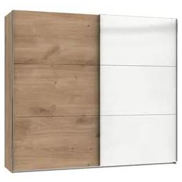 Schwebet&uuml;renschrank wimex "Level by fresh to go", braun (plankeneichefarben, wei&szlig;glas), B:200cm H:216cm T:65cm, Schr&auml;nke, Schwebet&uuml;renschrank, mit jeweils einer Glast&uuml;r