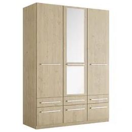 Kleiderschrank Priess "Schrank Garderobe W&auml;scheschrank Barcelona in 5 Breiten", braun (edelbuchefarben), B:140cm H:193cm T:54cm, Holzwerkstoff, Schr&auml;nke, Kleiderschrank, viel Stauraum, ger&auml;umige Schubk&auml;sten, mit Spiegel, MADE IN GERMANY