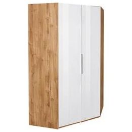 Eckkleiderschrank wimex "Level by fresh to go", braun (plankeneichefarben, wei&szlig;glas), H:216cm, Schr&auml;nke, Eckkleiderschrank, mit Glast&uuml;ren