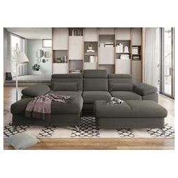 Sit & More Ecksofa SIT & MORE "Cabrio L-Form, B: 295 cm, mit Sitztiefen-, Arm- & Kopfteilverstellung", grau (anthrazit), B:295cm H:87cm T:180cm, 100% Polyester, Sofas, Ecksofa, 2 Nierenkissen, Federkern, optional Schlaffunktion und Stauraum