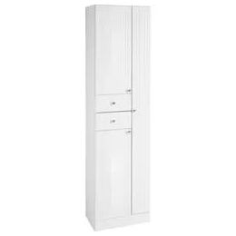 Hochschrank SAPHIR "Quickset 955 Badschrank, 50 cm breit, 3 T&uuml;ren, 2 Schubladen", wei&szlig;, B:50cm H:188,5cm T:33cm, Holzwerkstoff, Schr&auml;nke, Hochschrank, Badezimmer-Hochschrank inkl. T&uuml;rd&auml;mpfer, Griffe in Chrom gl&auml;nzend