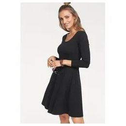 Jerseykleid Aniston CASUAL, Damen, Gr. 34, N-Gr, schwarz, Single Jersey, Obermaterial: 95% Baumwolle, 5% Elasthan, unifarben, kniefrei, Rundhals, Kleider Jerseykleid, mit Blumendruck oder in uni Schwarz