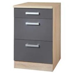Unterschrank KOCHSTATION "KS-Toronto", grau (anthrazit, eiche), B:50cm H:85cm T:60cm, Holzwerkstoff, Schr&auml;nke, Unterschrank
