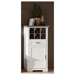 Stauraumschrank Innostyle "Jasmin", wei&szlig; (piniefarbe, wei&szlig;, eichefarben), B:66cm H:136cm T:42cm, Holzwerkstoff, MDF, Metall, Schr&auml;nke, Stauraumschrank, mit Weinregal