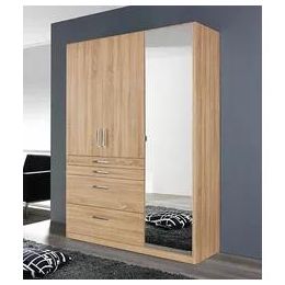 Kleiderschrank Rauch "Harburg im Schlafzimmer", braun (struktureichefarben hell), B:136cm H:197cm T:54cm, Holzwerkstoff, Schr&auml;nke, Kleiderschrank, Schlafzimmerschrank Schrank Garderobe mit Spiegel
