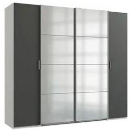 Dreh-/Schwebet&uuml;renschrank wimex "Lotto", wei&szlig; (wei&szlig;, graphit, spiegel), B:227cm H:210cm T:65cm, Schr&auml;nke, Schwebet&uuml;renschrank Kleiderschrank
