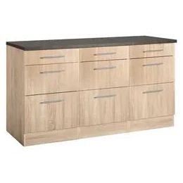 Unterschrank Optifit "Mini", grau (eichefarben, anthrazit), B:150cm H:84,8cm T:60cm, Schr&auml;nke, Unterschrank, 150 cm Breite